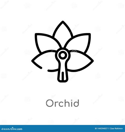 Outline Orchid Vector Icon Isolated Black Simple Line Element