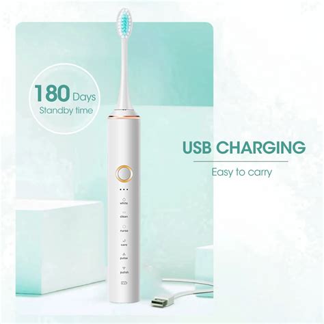 Звуковая электрическая зубная щетка DuPont-grade мягкая щетина IPX7 ...