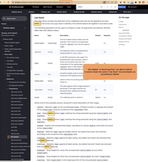 Flow Documentation `lokirelabel` Docs Refers To Metric Rules Rather Than Log Lines Rules