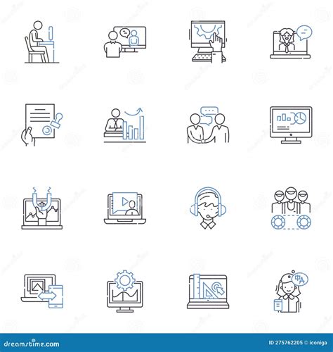 Professional Workspace Line Icons Collection Productivity