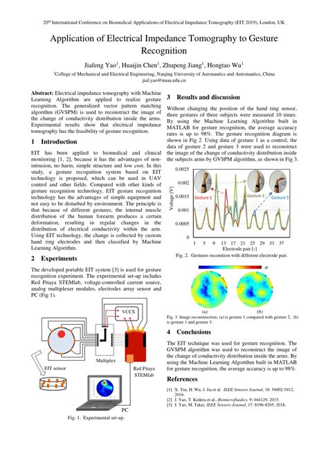 Pdf Application Of Electrical Impedance Tomography To Gesture Recognition