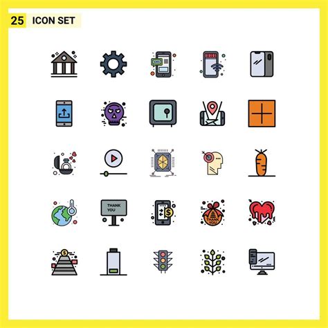 25 Thematic Vector Filled Line Flat Colors And Editable Symbols Of Android Smart Phone Sms Phone