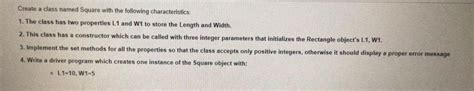 Solved Create A Class Named Square With The Following Chegg Com