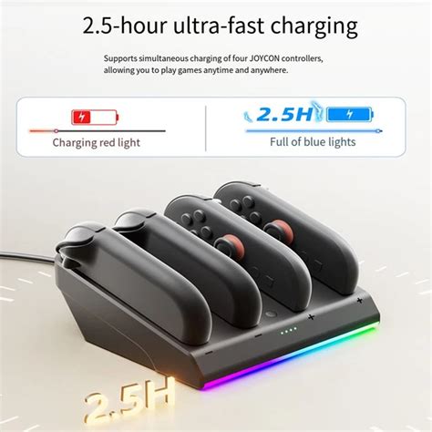 For Nintendo Switch 2 Charger Dock Led Indicator For 4 For Joycon Controllers £16 87 Picclick Uk