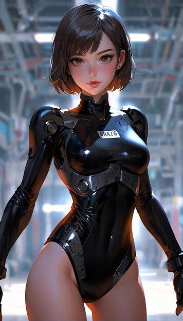 cyborg girl futuretech illustration premium ai generated image