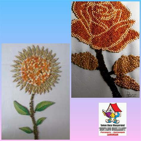 Aneka Gambar Mozaik Dari Biji Bijian Taman Baca Bintang Brilliant Lamongan