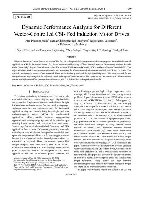 Pdf Dynamic Performance Analysis For Different Vector Controlled Csi