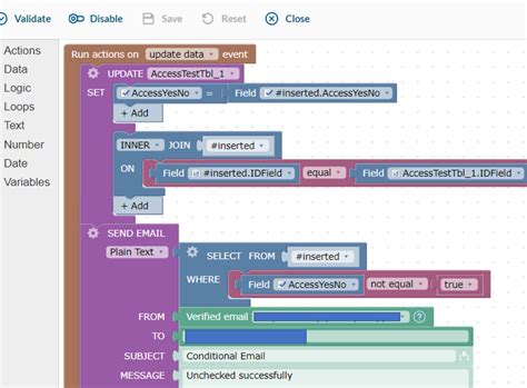 Triggered Action Send Email When A Checkbox Deselected On Update Dp