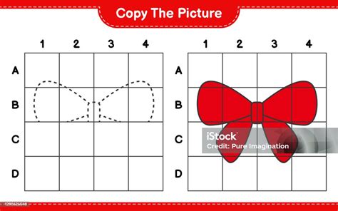 그림을 복사하여 그리드 라인을 사용하여 리본 그림을 복사합니다 교육 어린이 게임 인쇄 워크 시트 벡터 일러스트레이션 0명에 대한 스톡 벡터 아트 및 기타 이미지 Istock