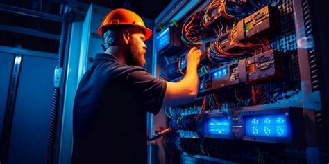 Premium Photo Electrician Working On A Complex Electrical Panel