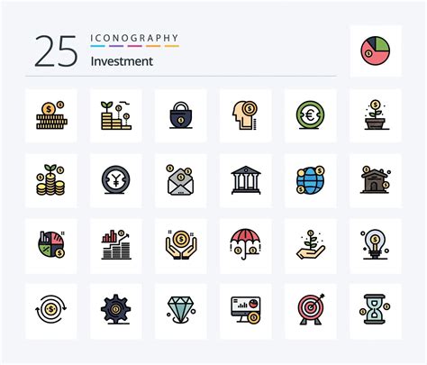 금융 코인 투자 사고 투자를 포함한 투자 25 Line Filled 아이콘 팩 무료 벡터