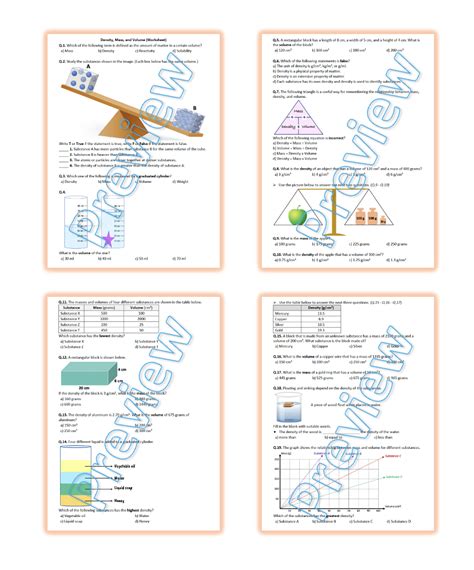 Density Volume And Mass Worksheet
