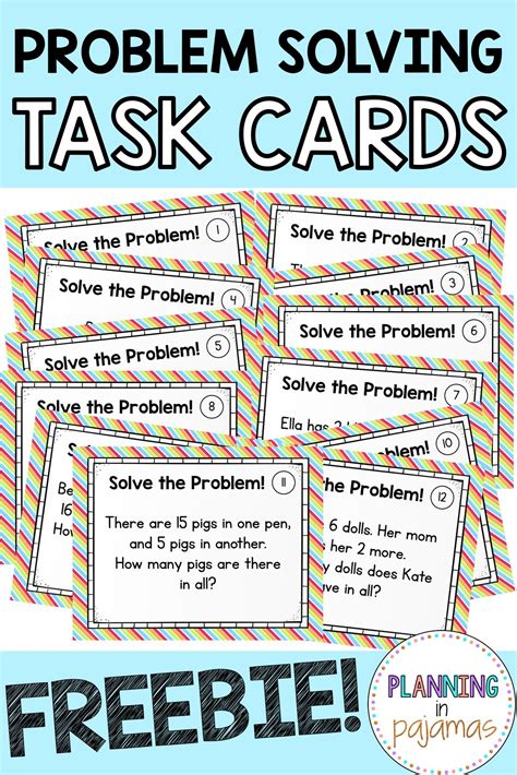 Free Math Problem Solving Addition Subtraction Task Cards Math Problem Solving Free Math