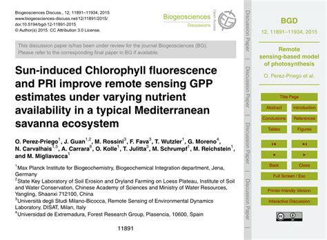 Pdf Sun Induced Chlorophyll Fluorescence And Pri Improve Remote Sensing Gpp Estimates Under