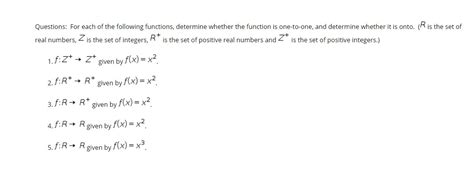 solved questions for each of the following functions