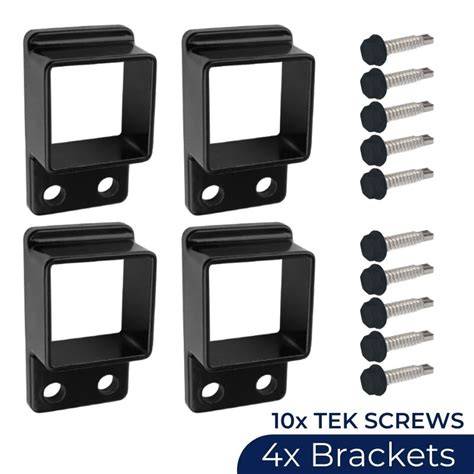 4x Std Security Fence Brackets 10x Black Tek Screws Diy Fencing