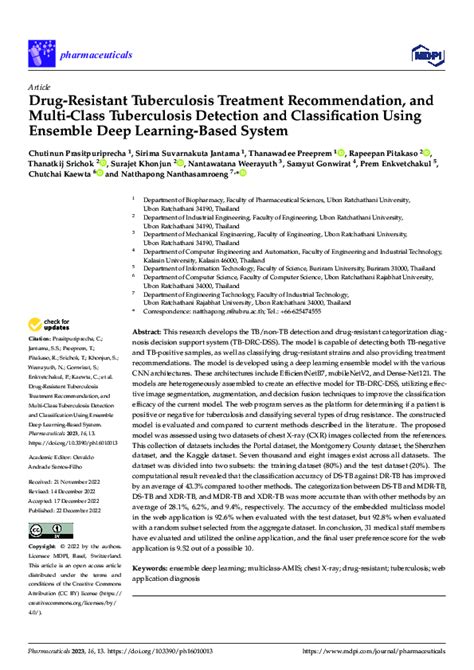 Pdf Drug Resistant Tuberculosis Treatment Recommendation And Multi Class Tuberculosis