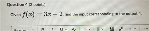 Solved Question 4 2 ﻿pointsgiven Fx3x 2 ﻿find The