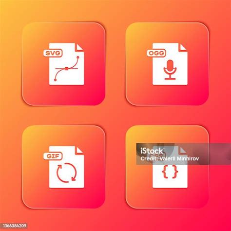 Set Svg File Document Ogg  And Css Icon Vector Stock Illustration
