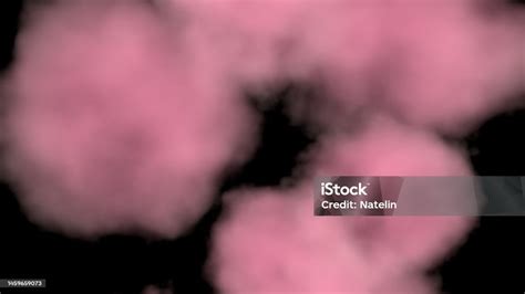 검은 배경에 분홍색 연기 분홍색 연기 배경입니다 컬러 증기 유독 한 증기 깨끗한 공기 과학 개념 3d 그림입니다 3차원 형태에