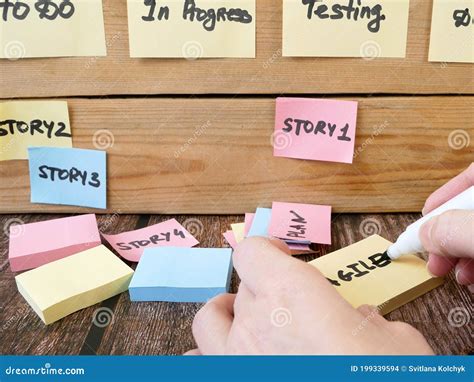 Software Scrum Agile Board With Paper Task Agile Software Development Methodologies Concept