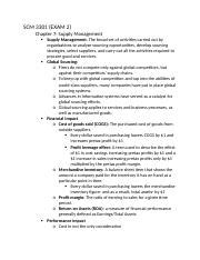 SCM 3301 EXAM 2 Docx SCM 3301 EXAM 2 Chapter 7 Supply Management Supply Management The Broad