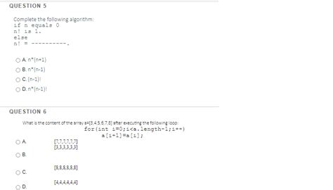 Solved Question Complete The Following Algorithm If N Chegg