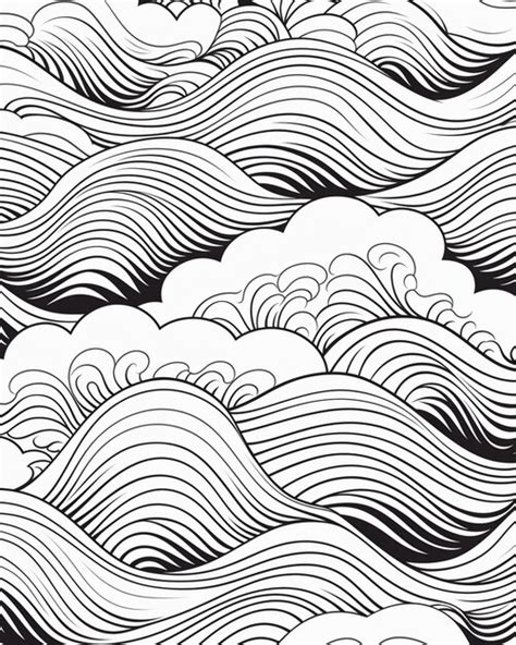 Black And White Waves Pattern Premium Ai Generated Image