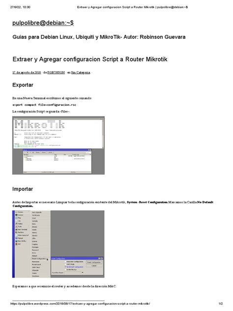 Cómo Exportar E Importar La Configuración De Un Script Al Router