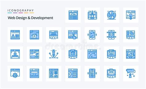 25 Web Design And Development Blue Icon Pack Stock Vector Illustration Of Design Click 264563476