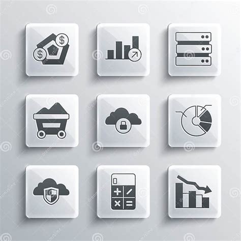 Set Calculator Financial Growth Decrease Pie Chart Infographic Cloud