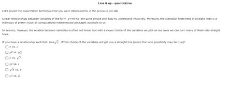 Solved Lets Revisit The Linearization Technique That You