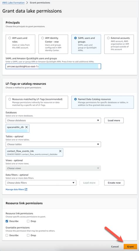 Manage Access To Resource Link Tables Amazon Connect