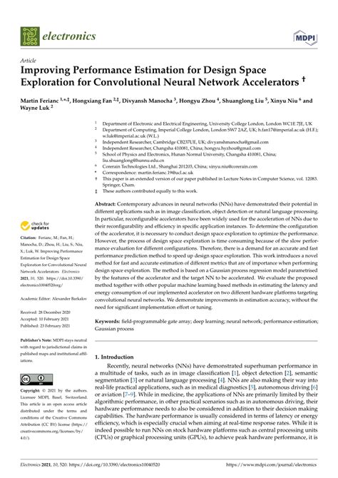 Pdf Improving Performance Estimation For Design Space Exploration For Convolutional Neural