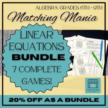 Algebra Matching Game BUNDLE Linear Equations Graphing And Slope Review Games