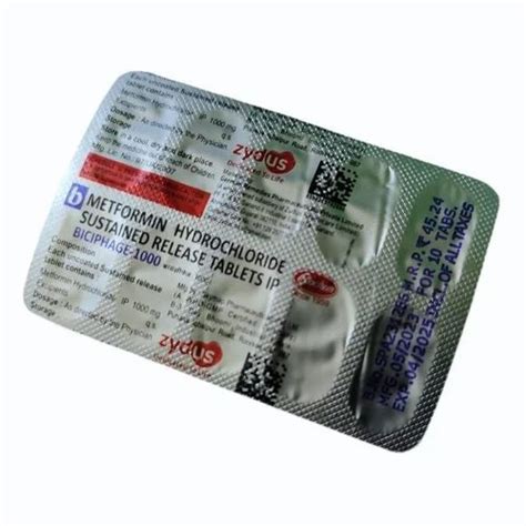 Metformin Hydrochloride Sustained Release Tablets 1000 Mg At ₹ 50 Stripe In Bally