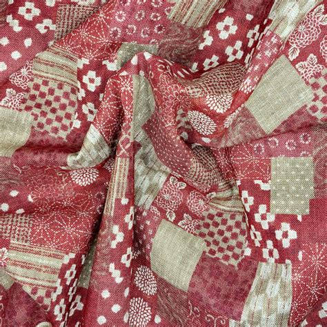 Japanese Red Fabric Boro Patterns