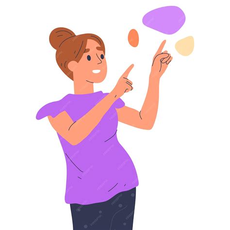Mujer De Dibujos Animados Señalando Con Los Dedos índices Personaje