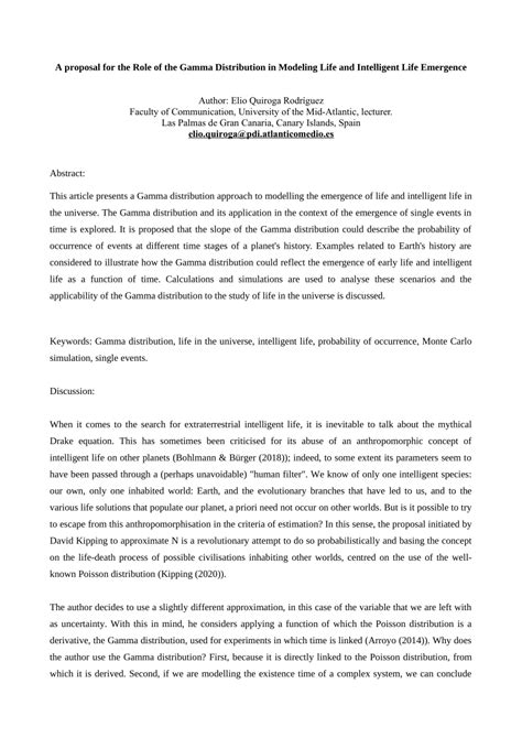 pdf a proposal for the role of the gamma distribution in modeling