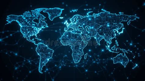 Global Digital Network Map Illuminated World Connectivity Stock Illustration Illustration