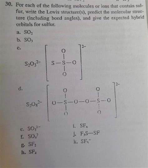 Solved 30 For Each Of The Following Molecules Or Ions That