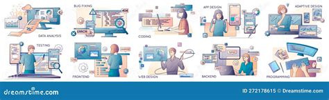 Software Development Set Stock Vector Illustration Of Work 272178615