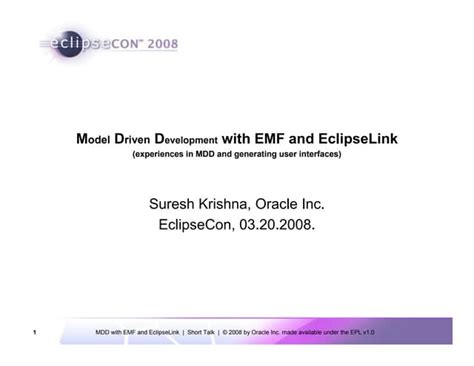 Model Driven Development With Emf And Eclipse Link Pdf