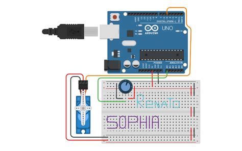 Circuit Design Servo Motor Tinkercad