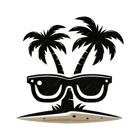 Premium Vector Clipart Of Sunglasses With Palm Trees On Top Of Them