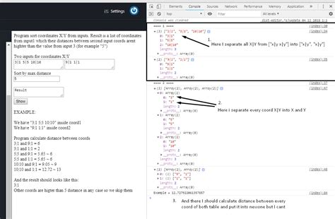 Javascript Filter Many Xy Coordinates From 2 Inputs By Distance