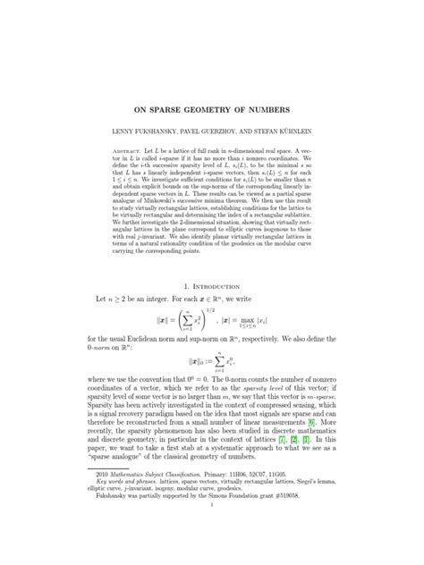 Sparse Geometry Pdf Basis Linear Algebra Matrix Mathematics