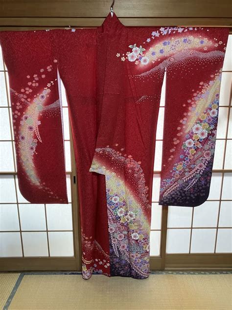 振袖 長襦袢 藤の花 紅色金粉入 価格は安く 114800円 swim main jp