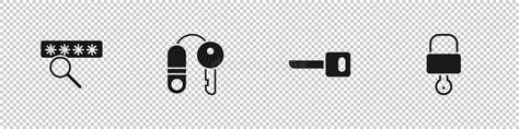 Set Password Protection House With Key Key And Lock And Icon Vector Stock Vector