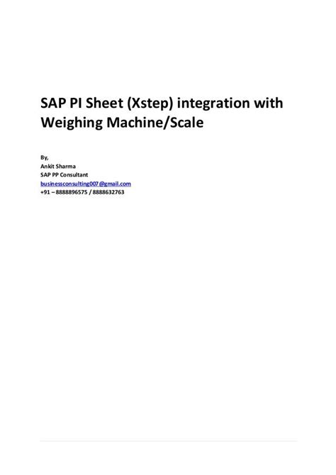 Sap Pi Sheet Xstep Integration With Weighing Machinescale Pdf